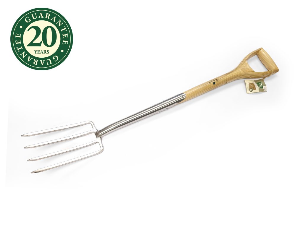 Fourche l. 14 cm en inox avec manche en frêne de 100 cm GREENMAN ...